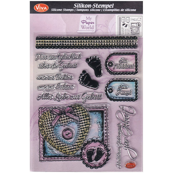 VIVA DECOR Transparent Stempeln Set Motivstempel Clear Stamps, Geburt ...
