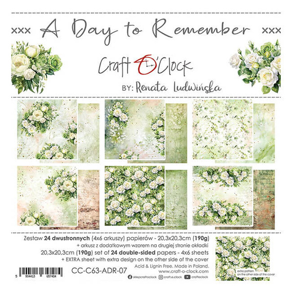 CRAFT OCLOCK 24 Blatt 20x20cm doppelseitig Scrapbooking Papier 190g, A ...