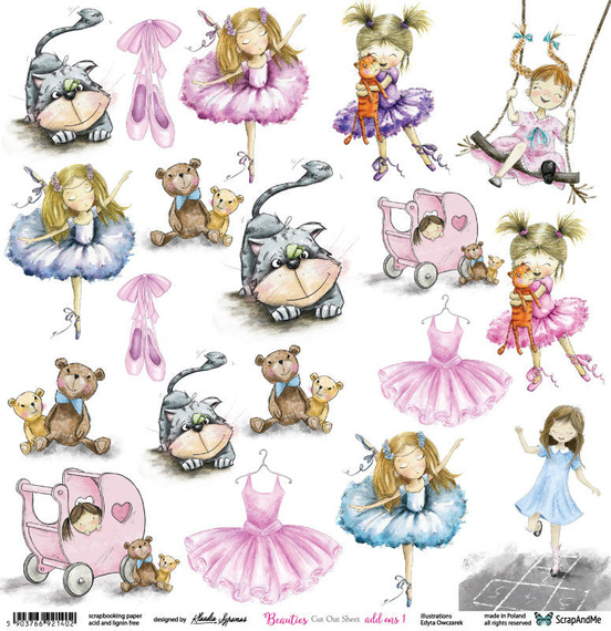 SCRAPandME 30x30cm einseitig Scrapbooking Papier 250g, Beauties add ons ...