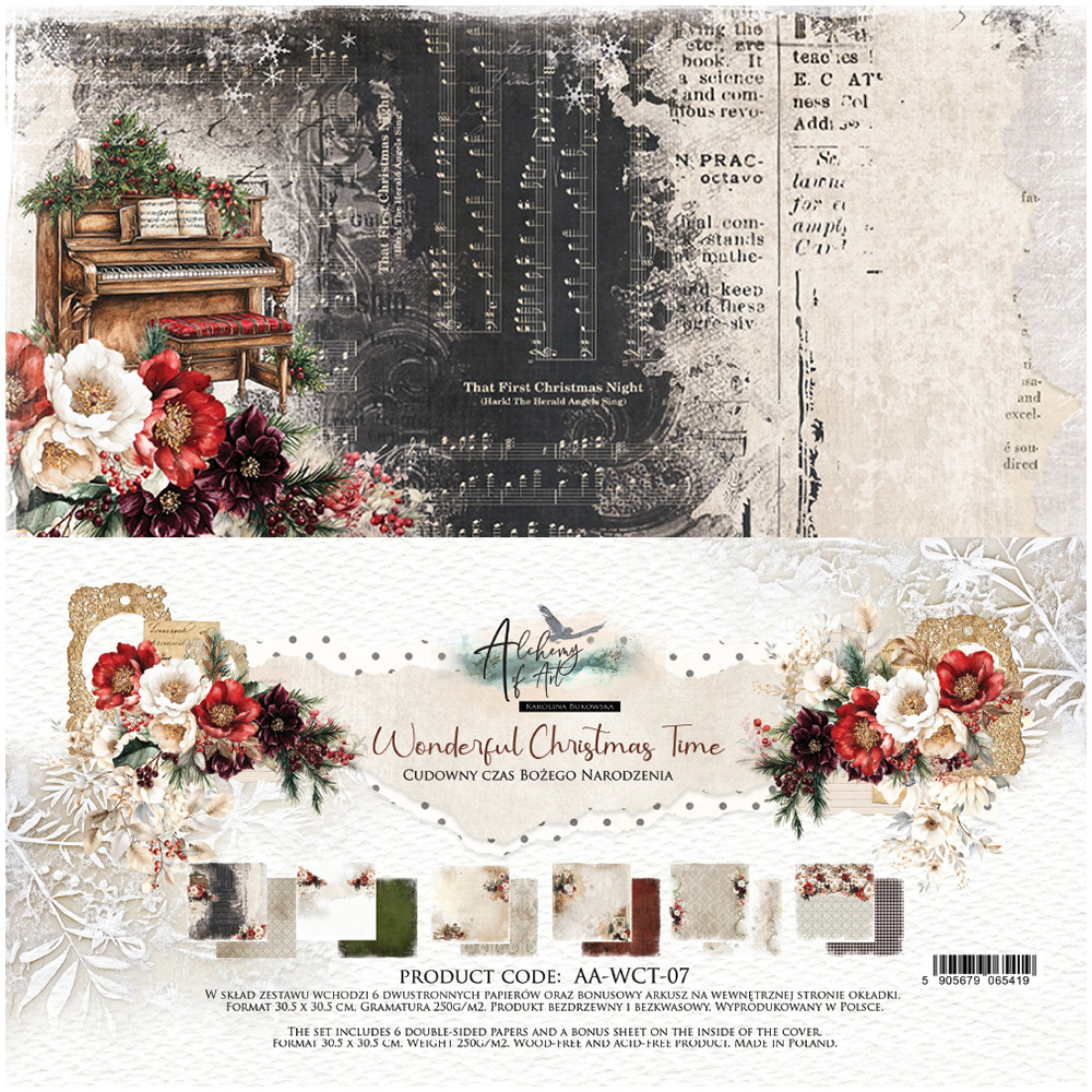 ALCHEMY OF ART Set 30x30cm Scrapbooking Papier, Wonderful Christmas ...